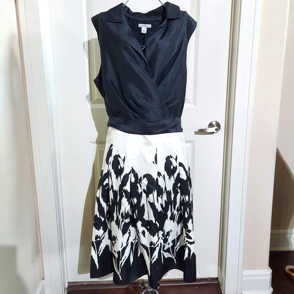 Dress Barn | Dresses | Dress Barn Black White Floral Dress | Poshmark